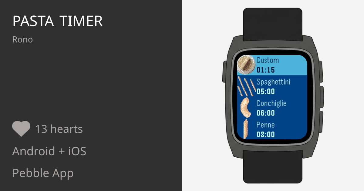 Pasta Timer - Pebble Appstore