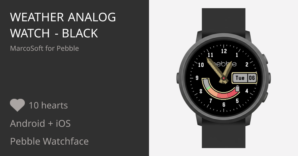 Weather Analog Watch - Black - Pebble Appstore